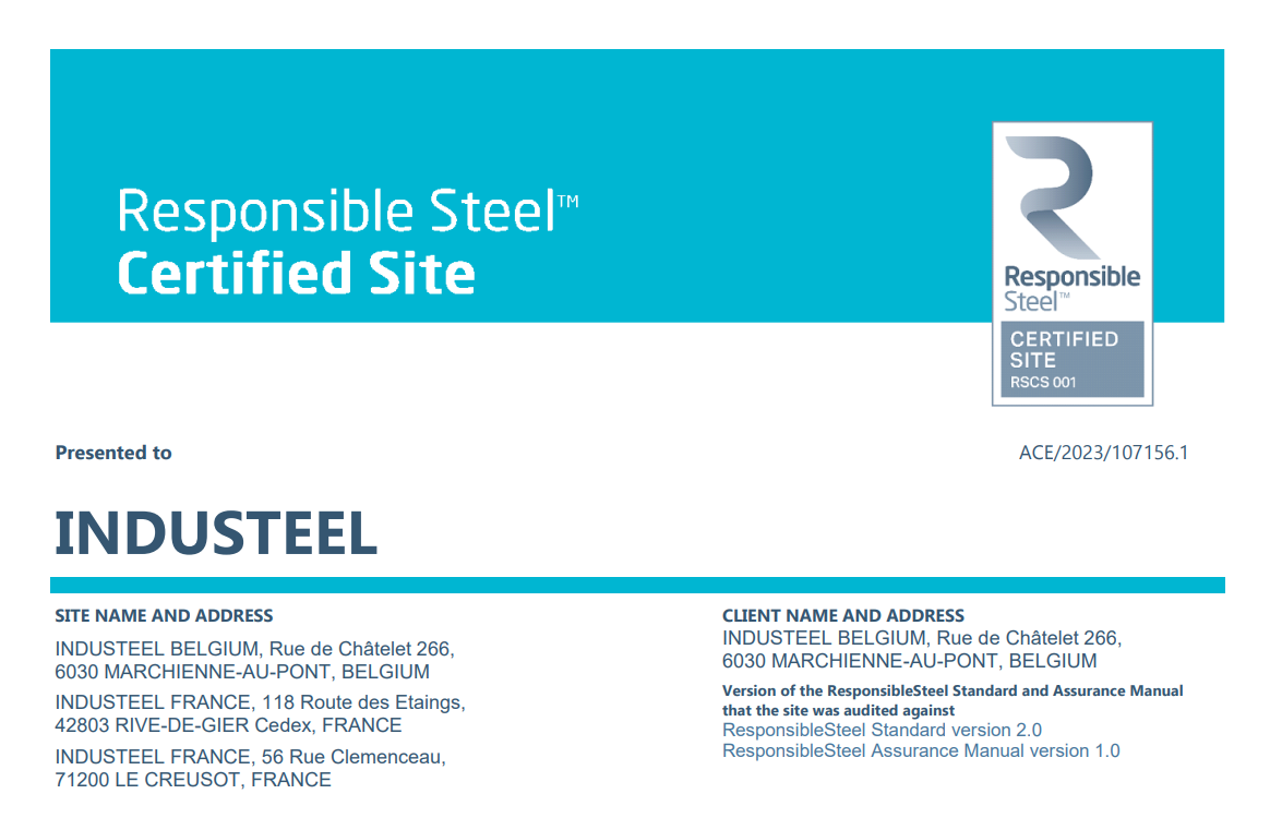 Industeel achieves ResponsibleSteel™ Certification for its mills in ...